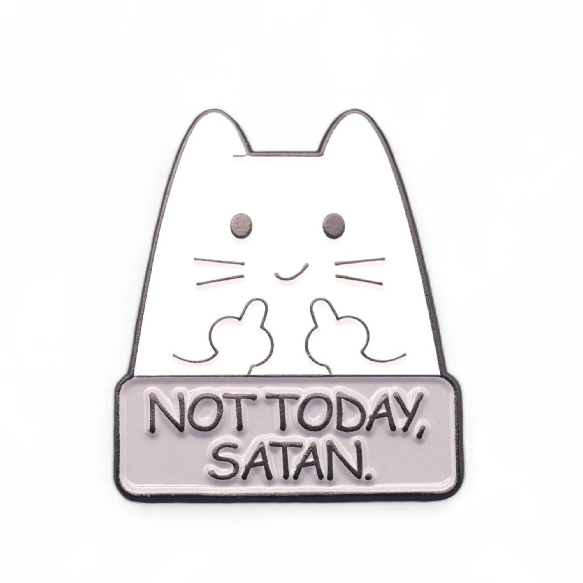 Not Today Satan Cat Enamel Pin Badge – Bear In Beads